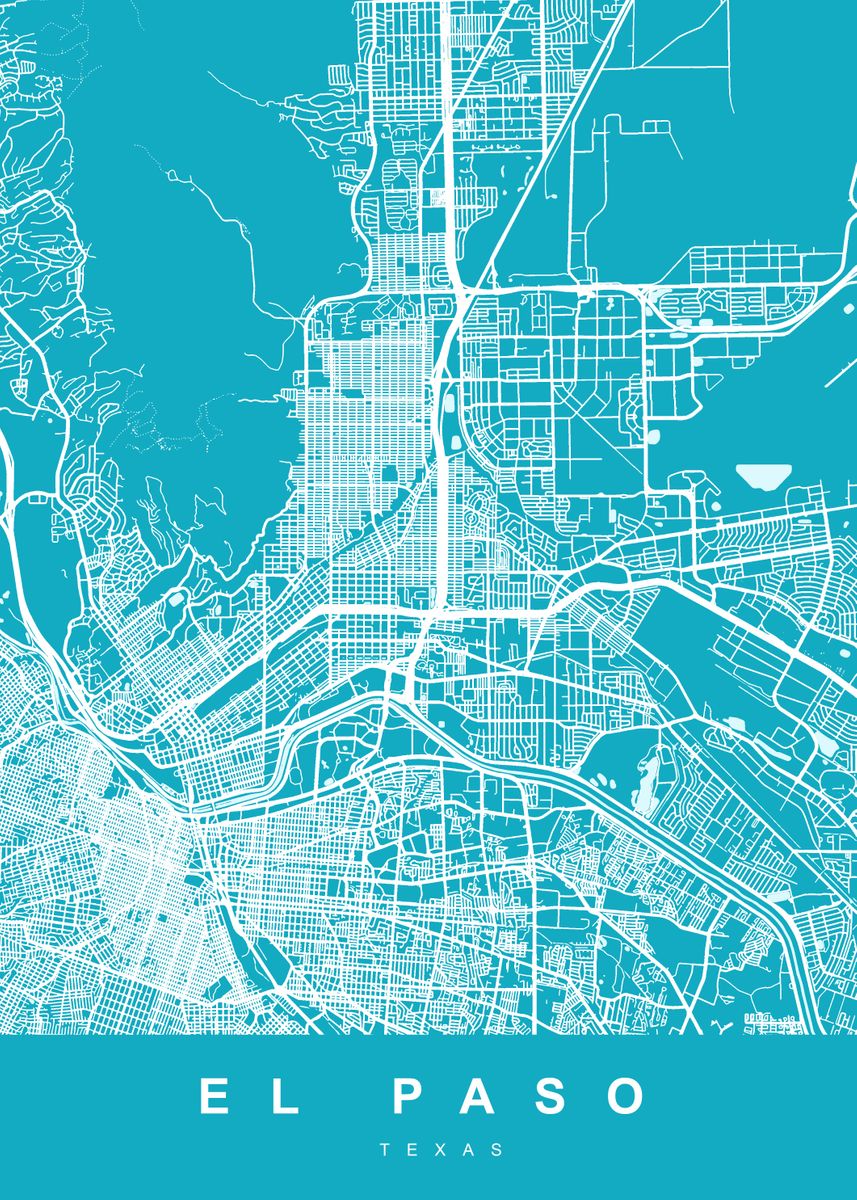 'EL PASO City Map Texas' Poster by UrbanMaps | Displate