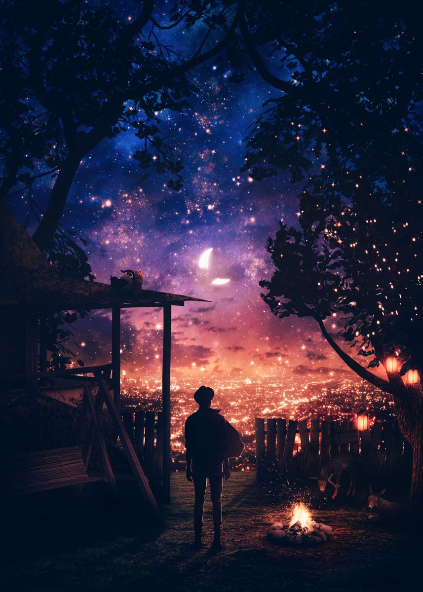 'MAGICAL NIGHT' Poster, picture, metal print, paint by Aron Visuals ...