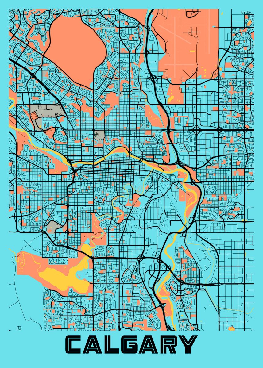 'Calgary Gloria City Map' Poster, picture, metal print, paint by Tien ...