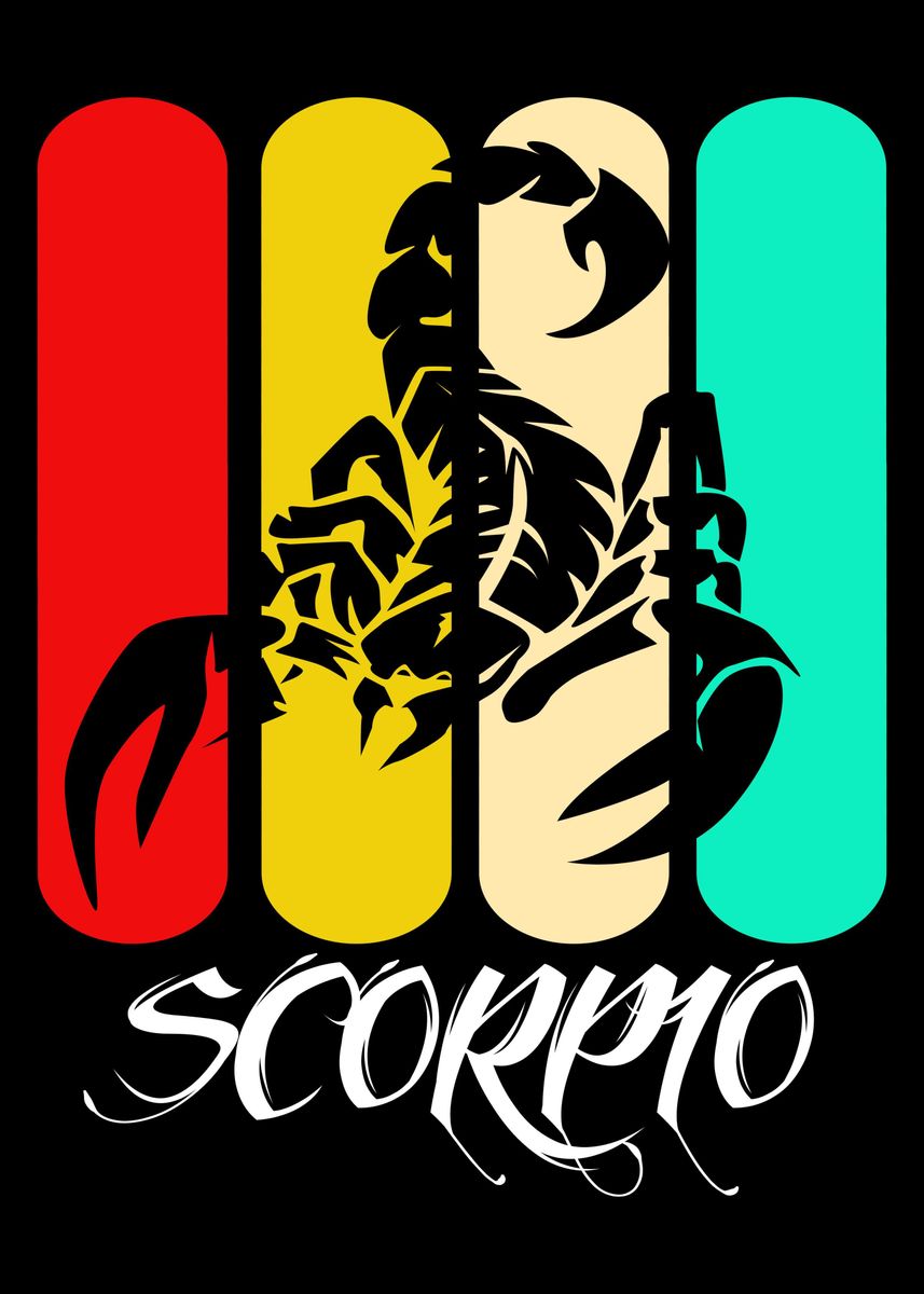 'Scorpion Retro' Poster, picture, metal print, paint by FunnyGifts ...
