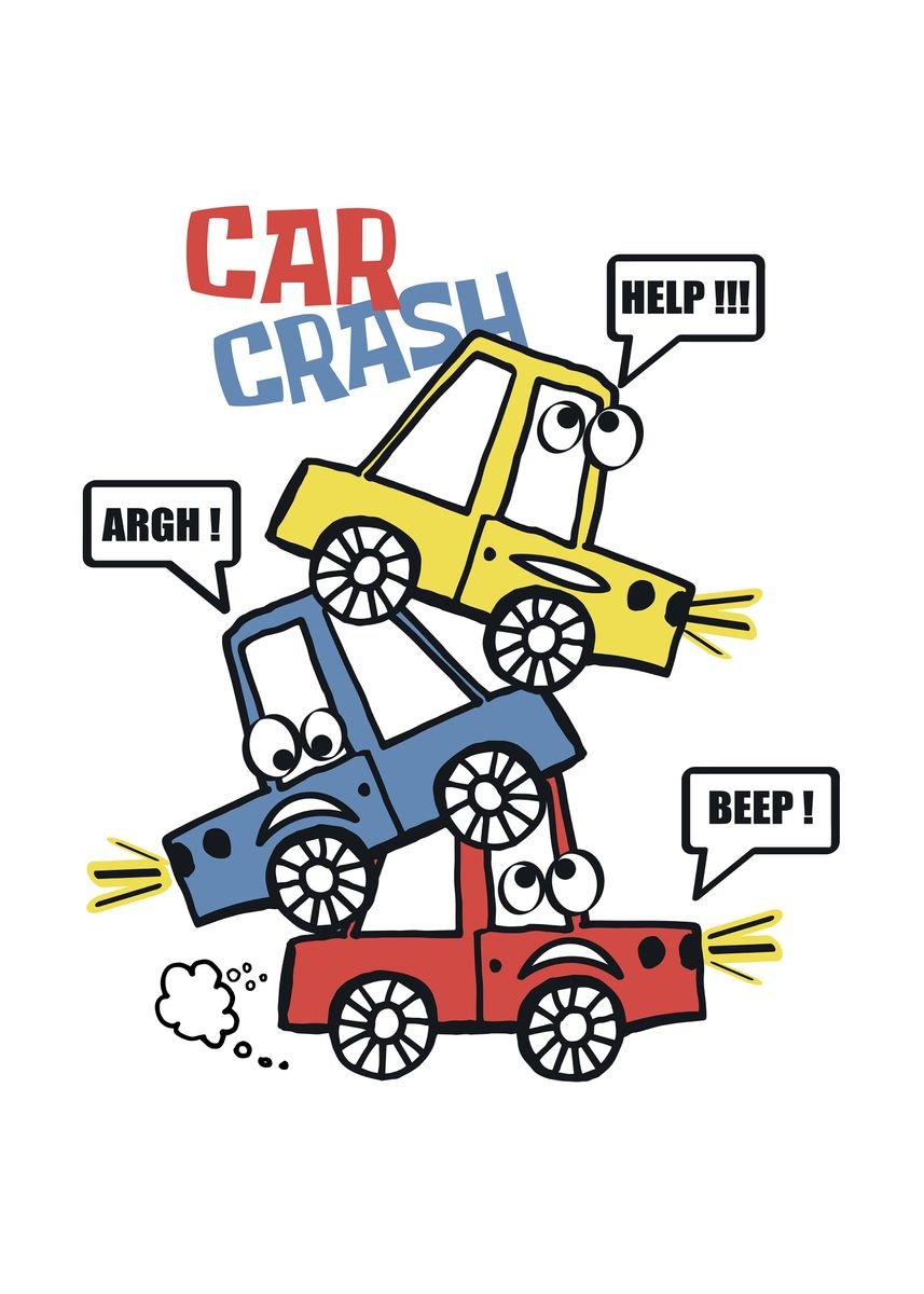 'Car crash' Poster, picture, metal print, paint by MARINA SMORODINSKAYA ...