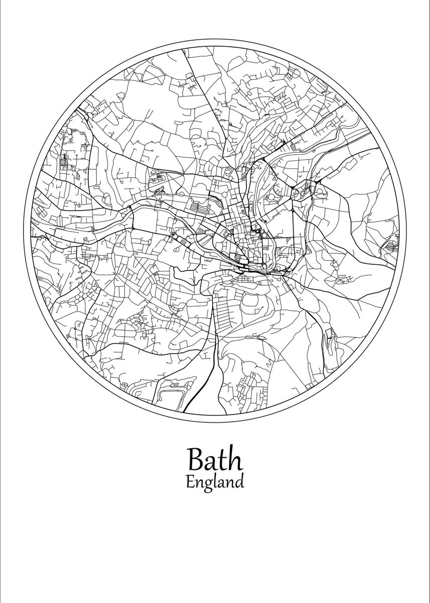 'Bath City Map England' Poster, picture, metal print, paint by Gigi Bgm ...