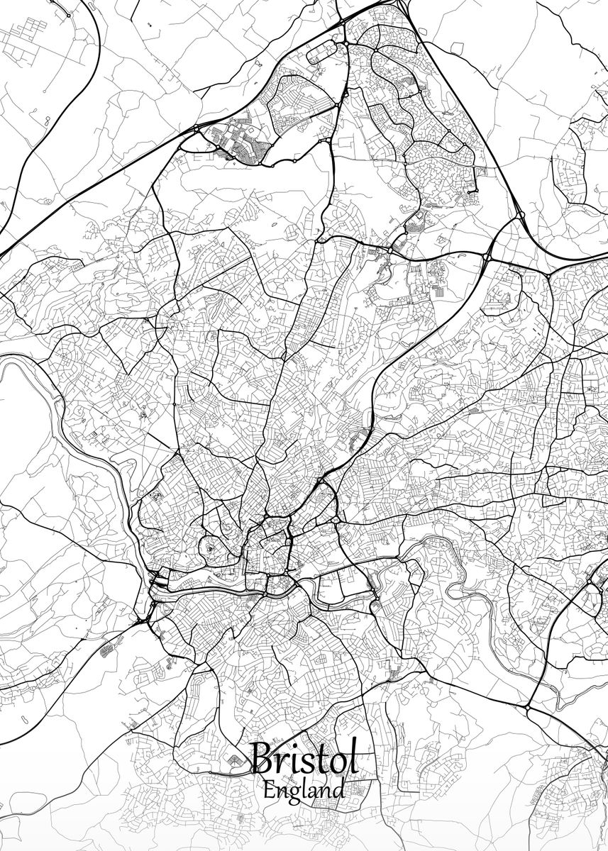 'Bristol City Map England' Poster, picture, metal print, paint by Gigi ...