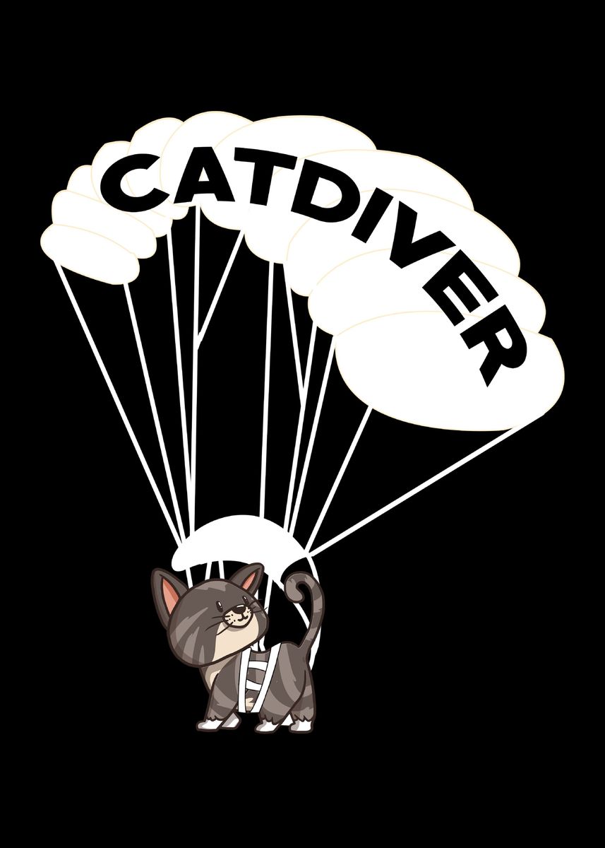 'Skydiving Cat Gift Coach' Poster by PlateMadeStuff | Displate