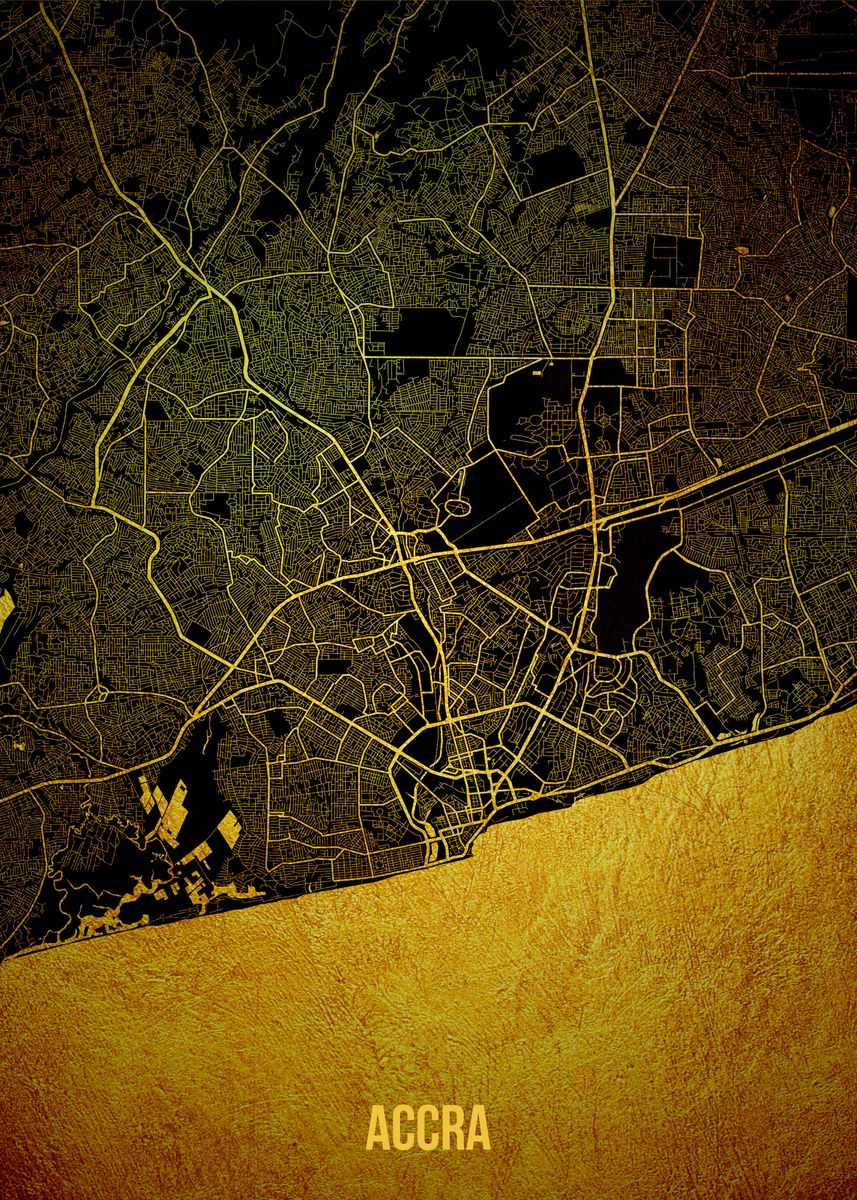 'Accra gold map' Poster, picture, metal print, paint by LUNGHISTE ...