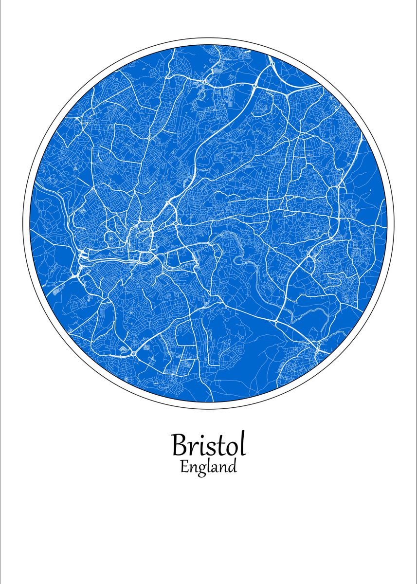 'Bristol City Map England' Poster, picture, metal print, paint by Gigi ...
