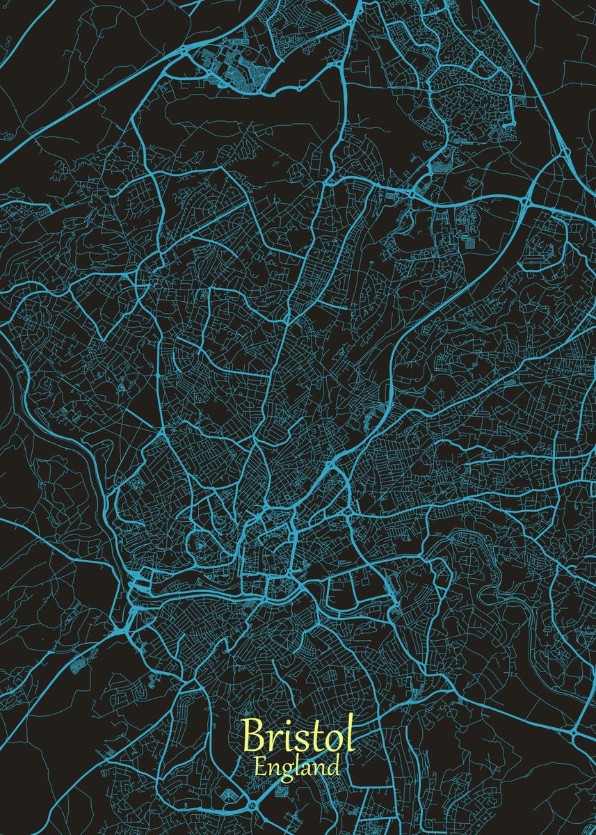 'Bristol City Map England' Poster, picture, metal print, paint by Gigi ...