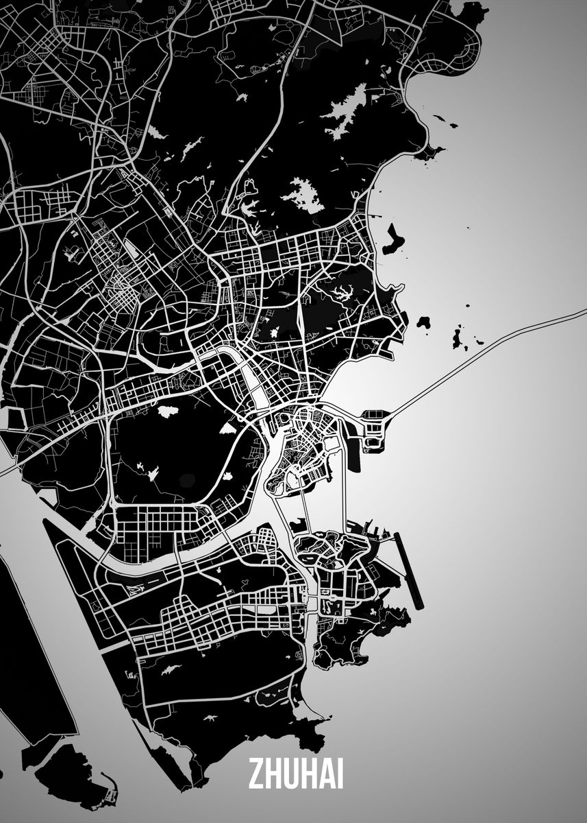 'Zhuhai dark map' Poster, picture, metal print, paint by LUNGHISTE ...