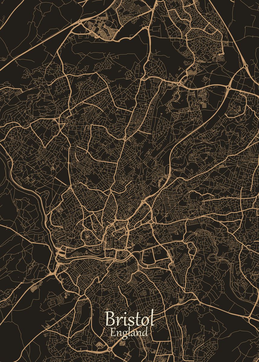 'Bristol City Map England' Poster, picture, metal print, paint by Gigi ...