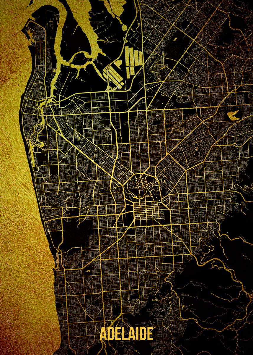 'Adelaide gold map' Poster, picture, metal print, paint by LUNGHISTE ...