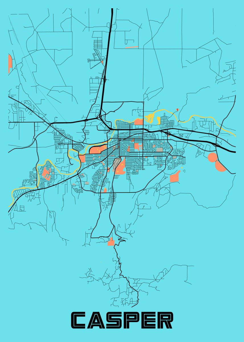 'Casper Gloria City Map' Poster, picture, metal print, paint by Tien ...