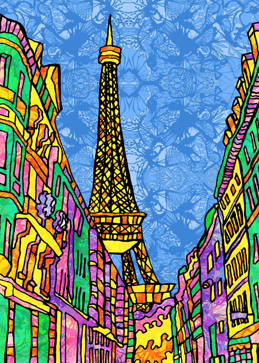 'Psychedelic Paris' Poster, picture, metal print, paint by Jasmin ...
