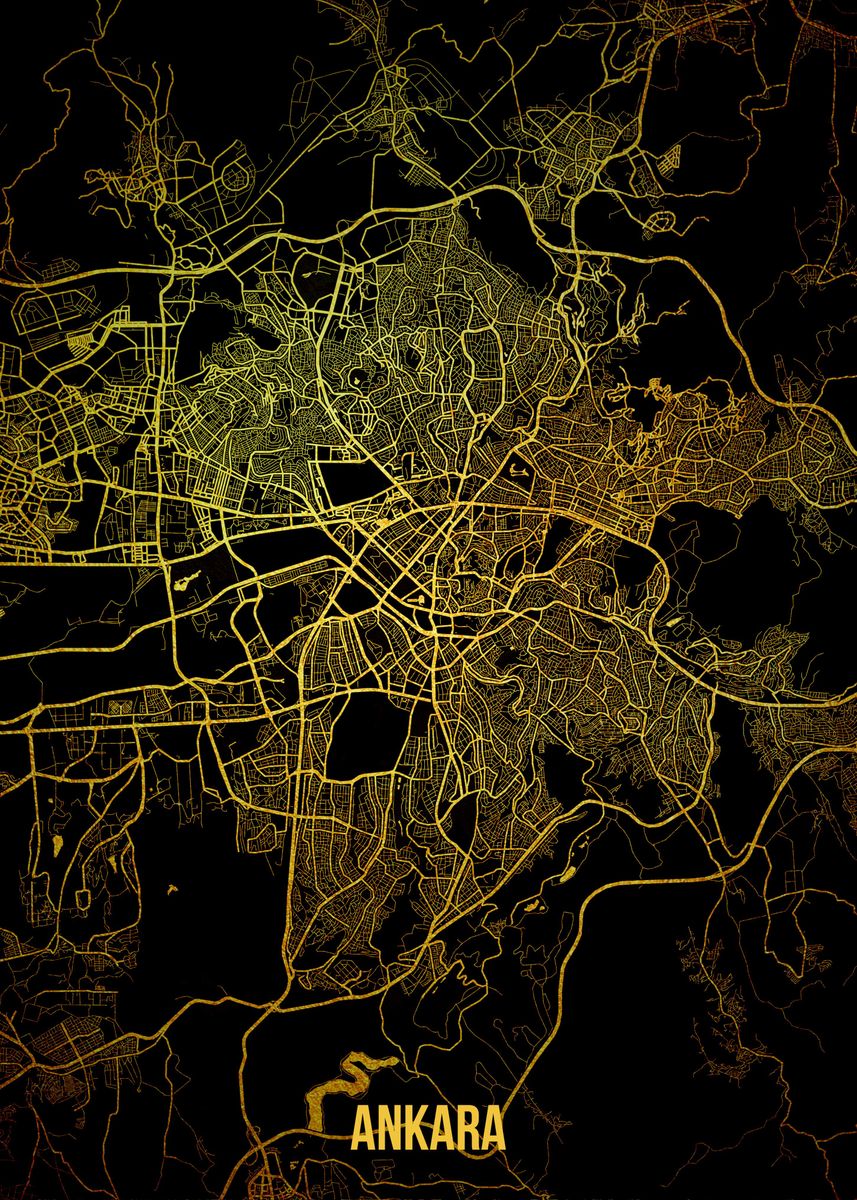 'Ankara gold map' Poster, picture, metal print, paint by LUNGHISTE ...
