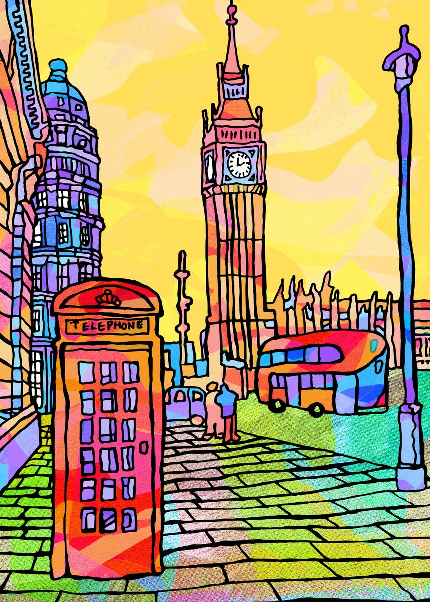 'London City Street' Poster, picture, metal print, paint by Jasmin ...