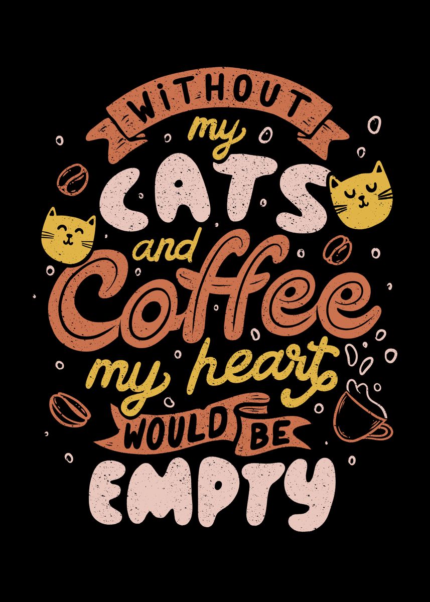 'Cats and Coffee' Poster by Eduardo Ely | Displate