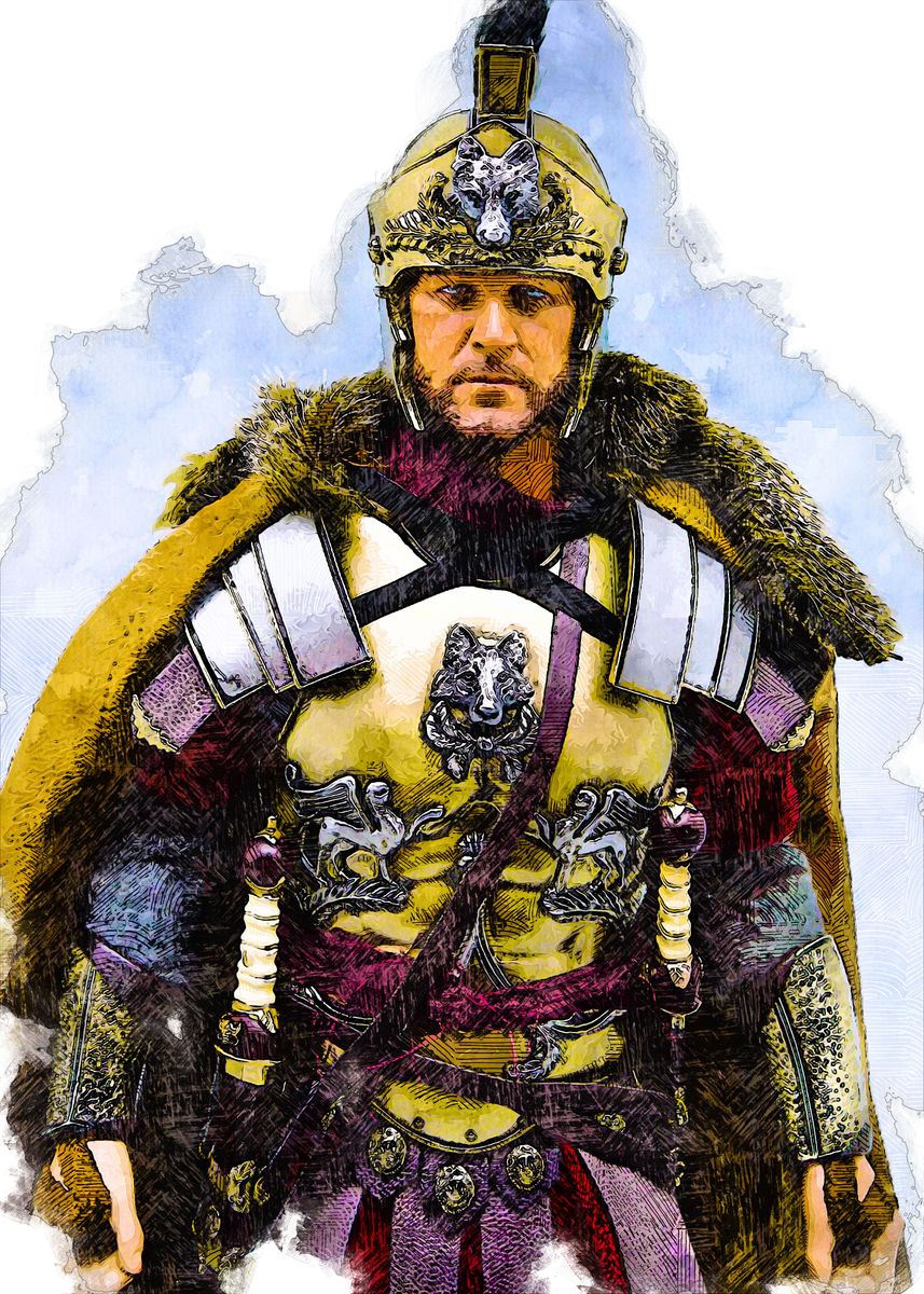 'gladiator and watercolor' Poster, picture, metal print, paint by ...