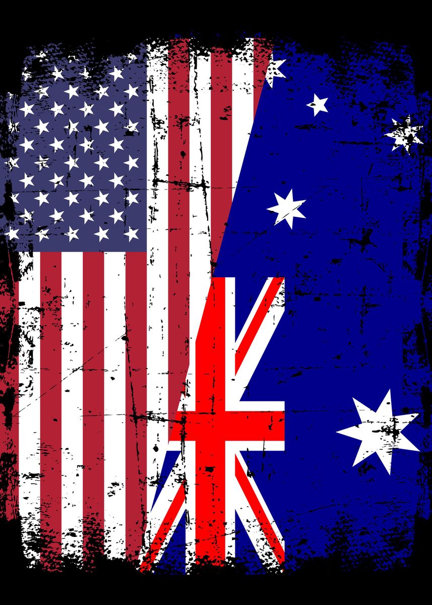 'Australia USA flag' Poster, picture, metal print, paint by Designzz ...