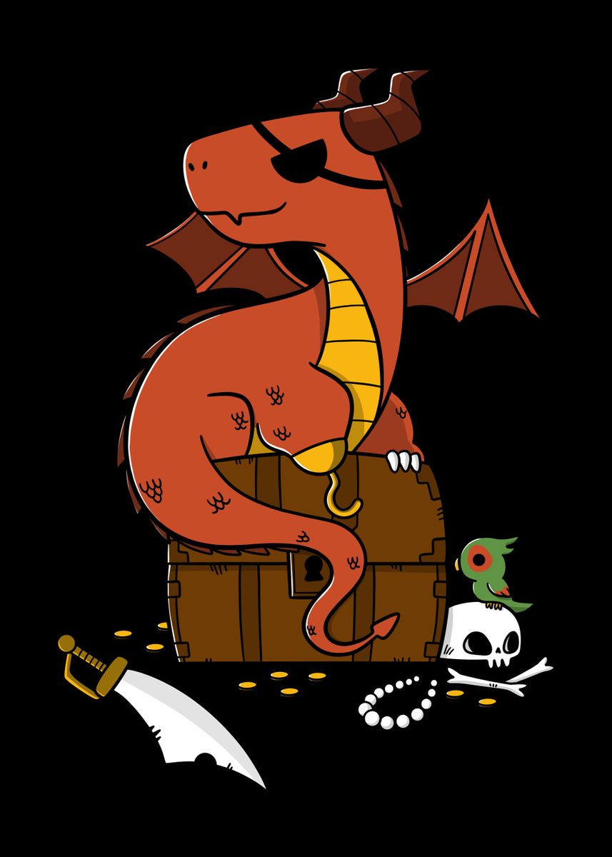 'Pirate Dragon' Poster, picture, metal print, paint by Sara Gaiaudi ...