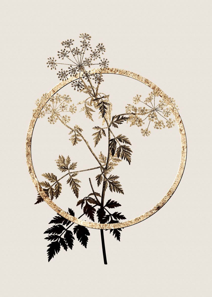 'Gold Hemlock Flowers' Poster, picture, metal print, paint by Holy Rock ...