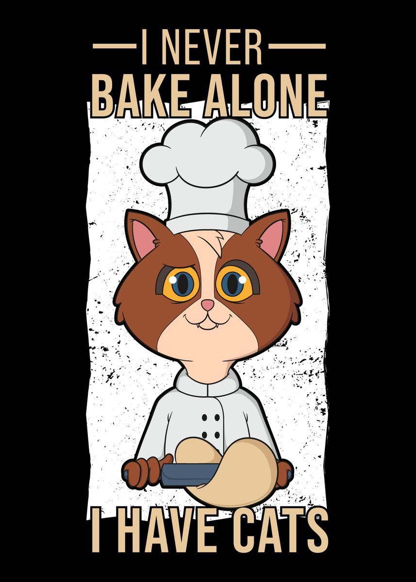 'Bread Baker Cat' Poster, picture, metal print, paint by Michael | Displate