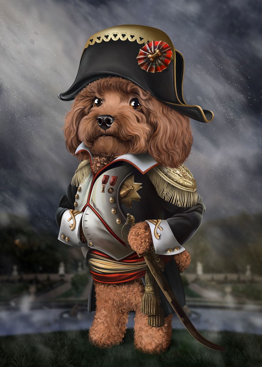 'Poodle Dog as Napoleon' Poster, picture, metal print, paint by Jeff ...