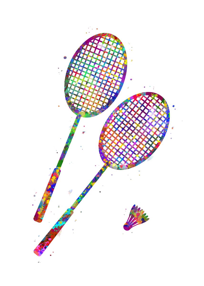'Badminton Rackets' Poster, picture, metal print, paint by Yahya Art ...