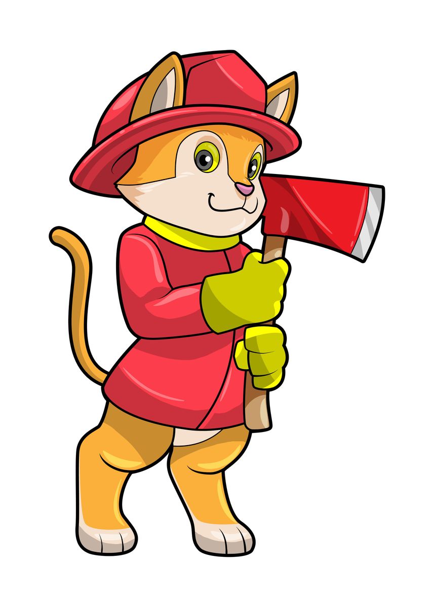 'Cat Fire Department ' Poster, picture, metal print, paint by Markus ...