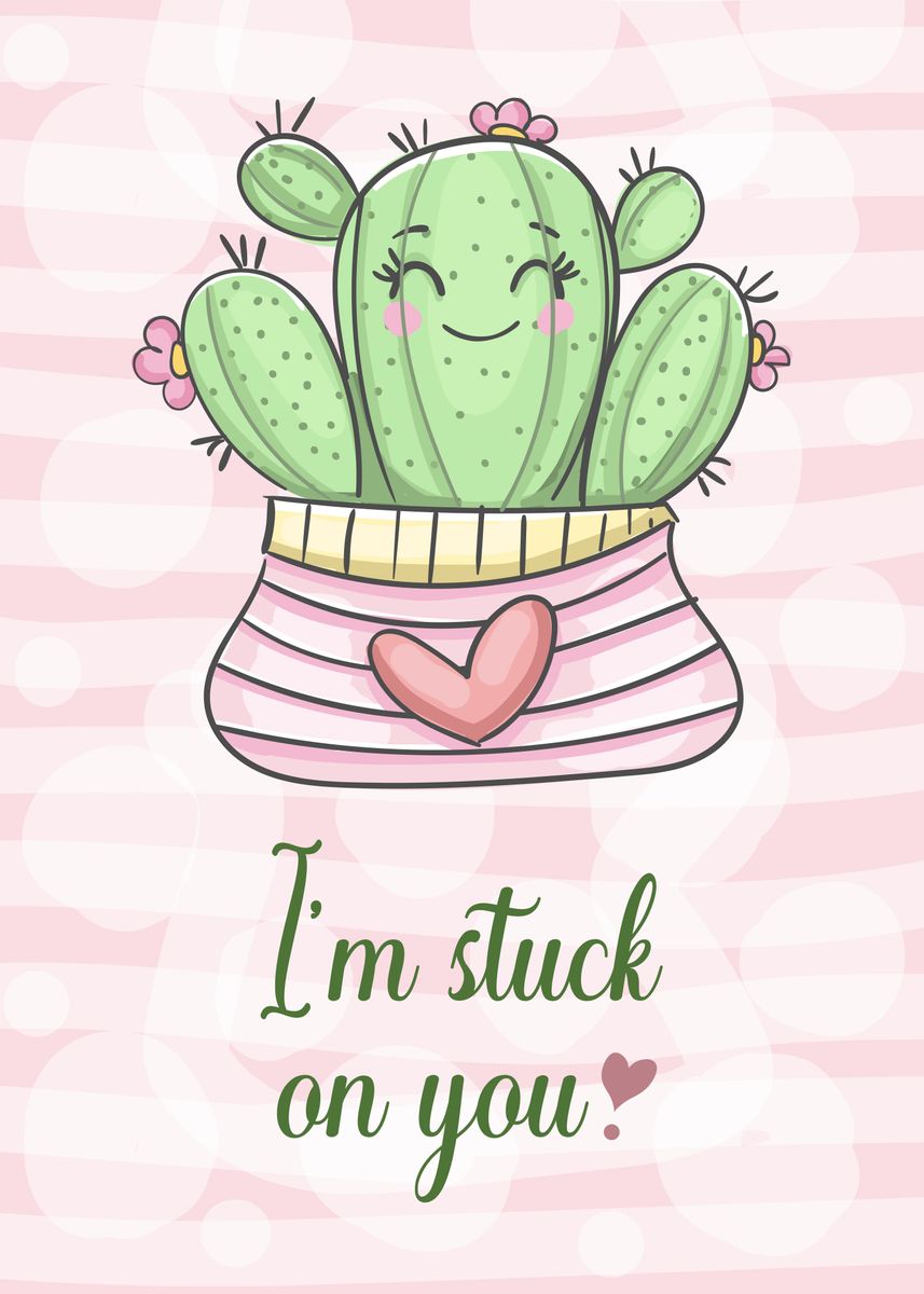 'Cute Cactus Quote' Poster, picture, metal print, paint by Neon Moon ...