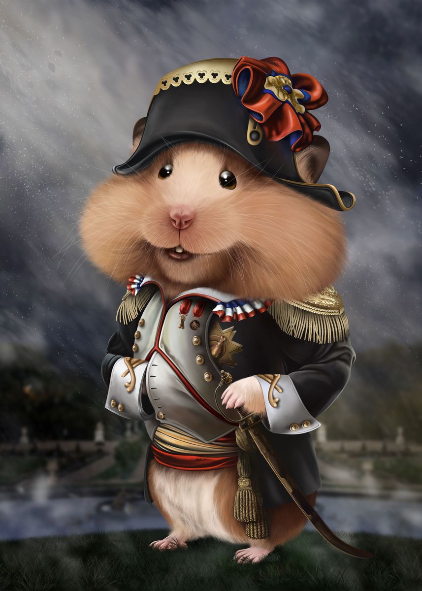 'Emperor Hamster Napoleon' Poster, picture, metal print, paint by Jeff ...