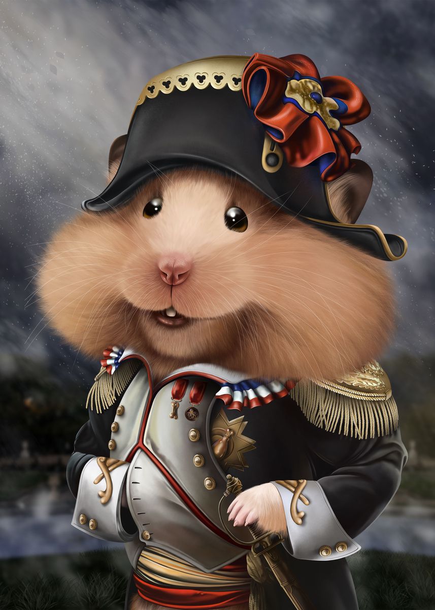 'Emperor Hamster Napoleon' Poster, picture, metal print, paint by Jeff ...