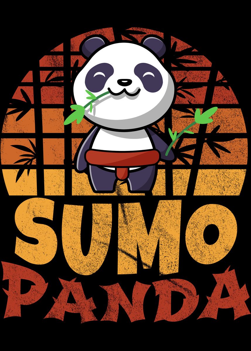 'Sumo Panda Wrestling' Poster, picture, metal print, paint by ...