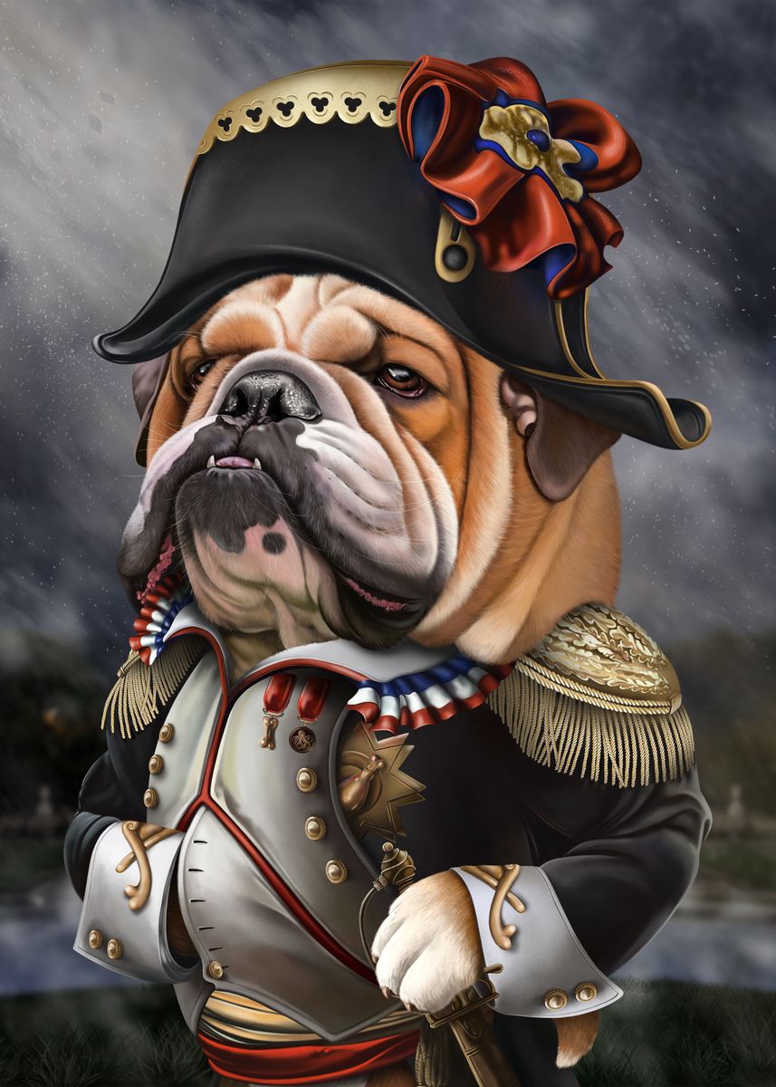 'Emperor Bulldog Napoleon' Poster, picture, metal print, paint by Jeff ...