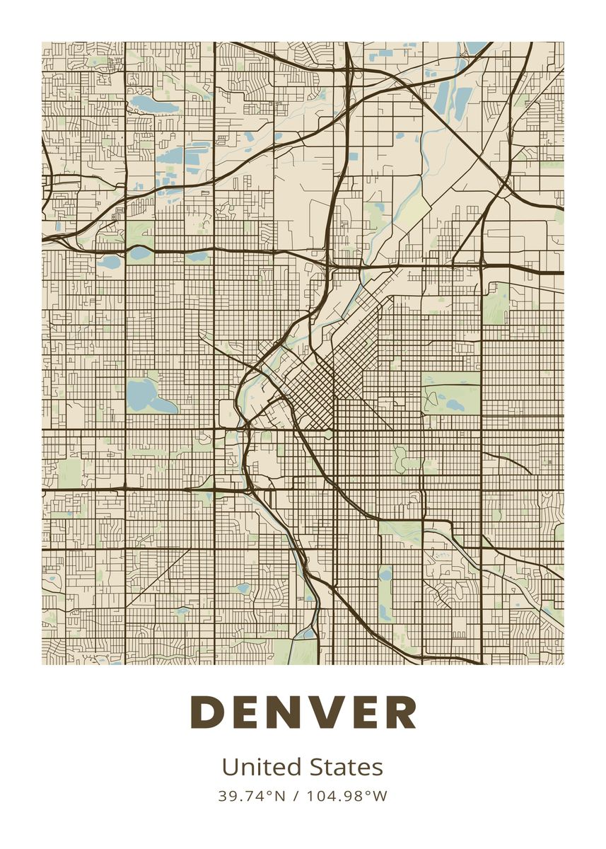 'Denver City Map' Poster by Tarendra Studio | Displate