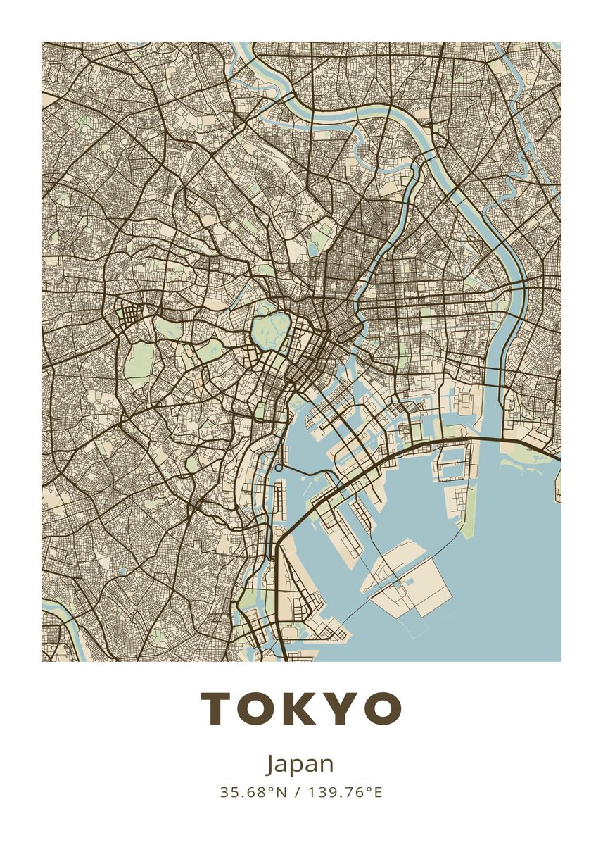 'Tokyo City Map' Poster, picture, metal print, paint by Tarendra Studio ...