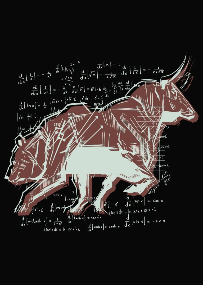 'Stock Market Bull Bear' Poster, picture, metal print, paint by Tim ...