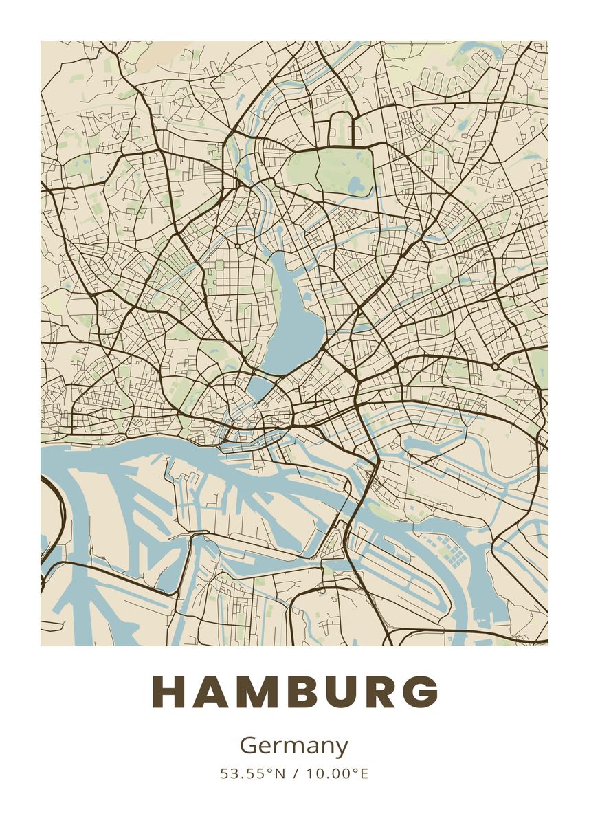 'Hamburg City Map' Poster by Tarendra Studio | Displate