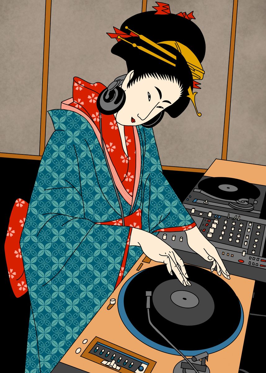 'dj geisha' Poster, picture, metal print, paint by taofik merchsigns ...