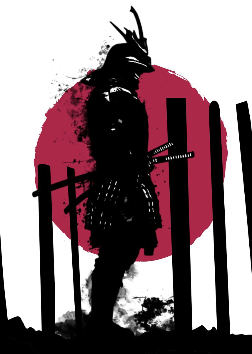 'Black Samurai Ilustration' Poster, picture, metal print, paint by ...