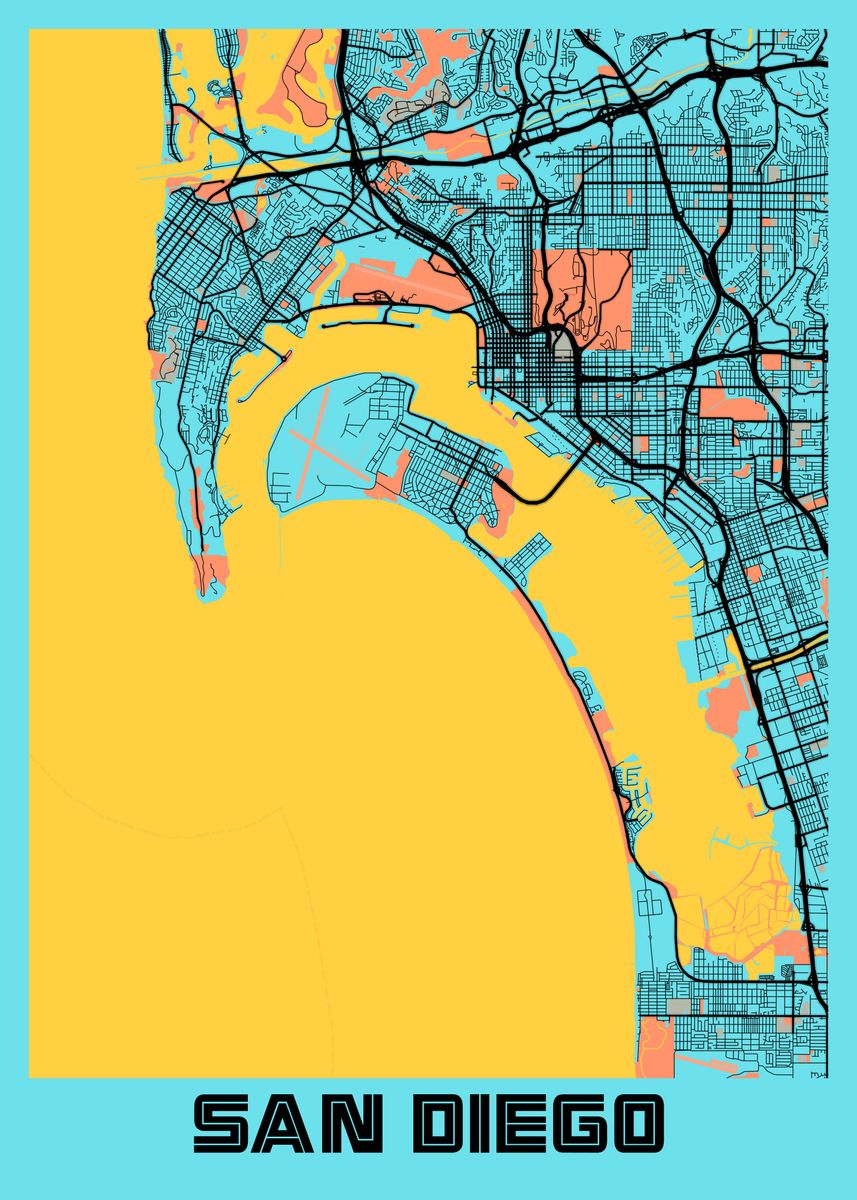 'San Diego Gloria City Map' Poster by Tien Stencil | Displate