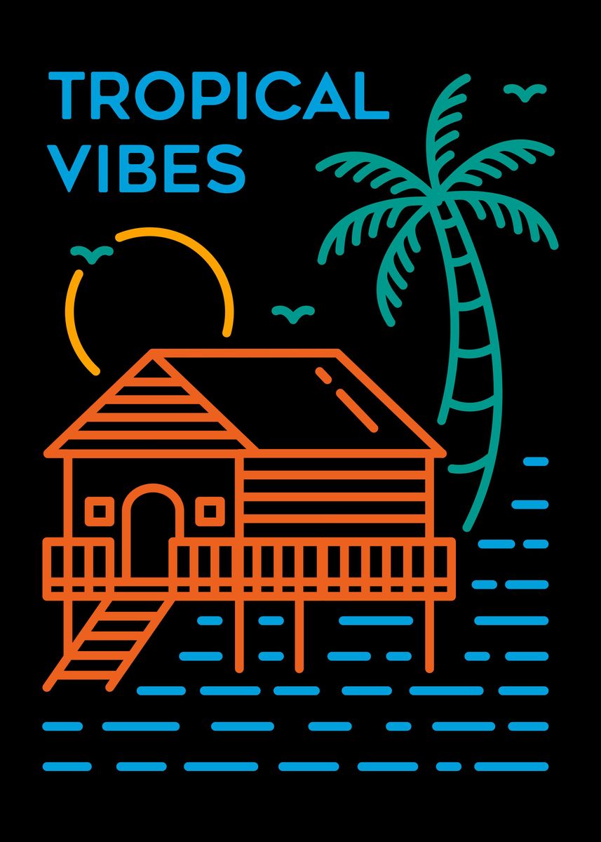 'Tropical Vibes 3' Poster, picture, metal print, paint by VEKTORKITA ...