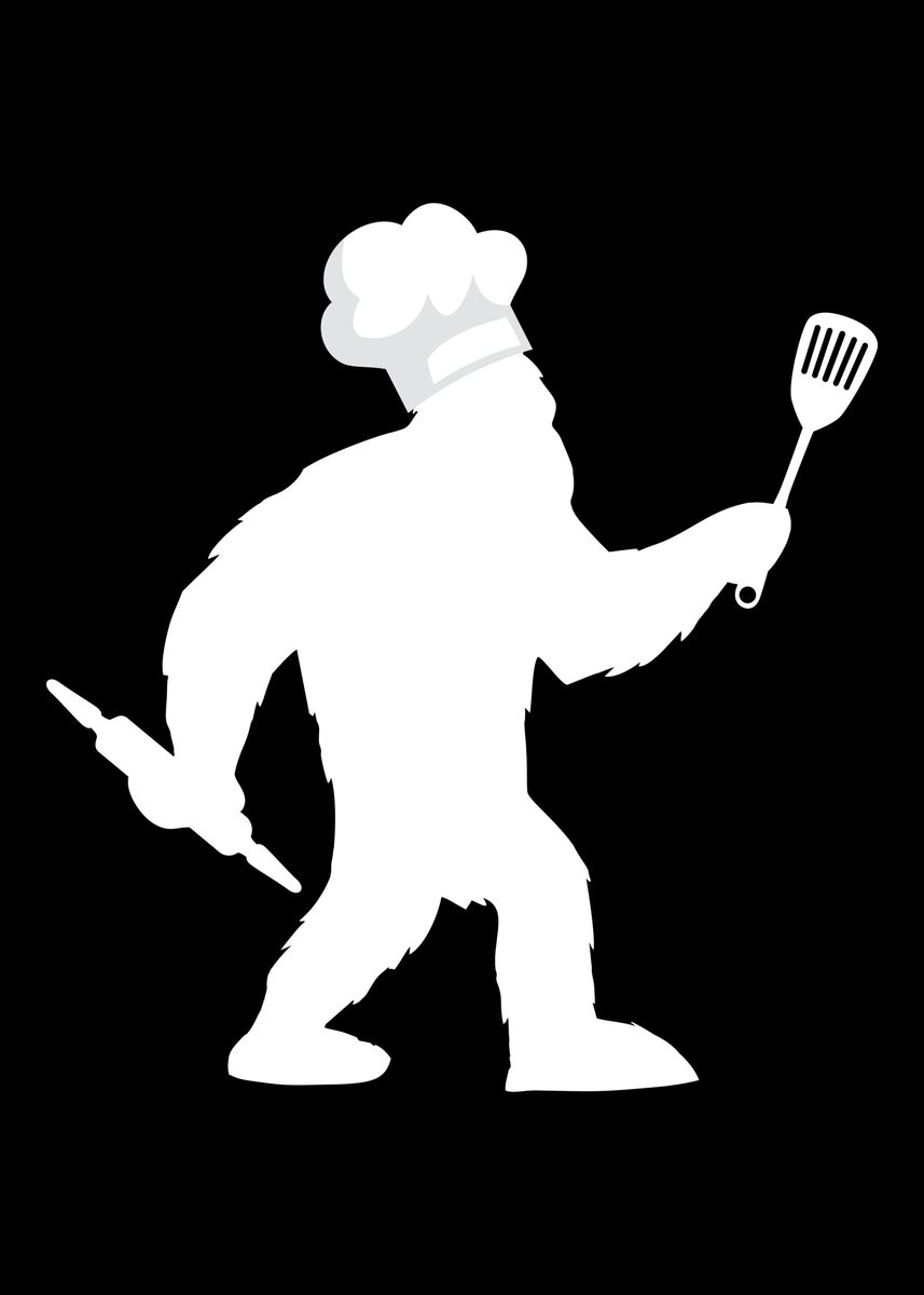 'Chef Bigfoot Chef Cook Coo' Poster, picture, metal print, paint by ...