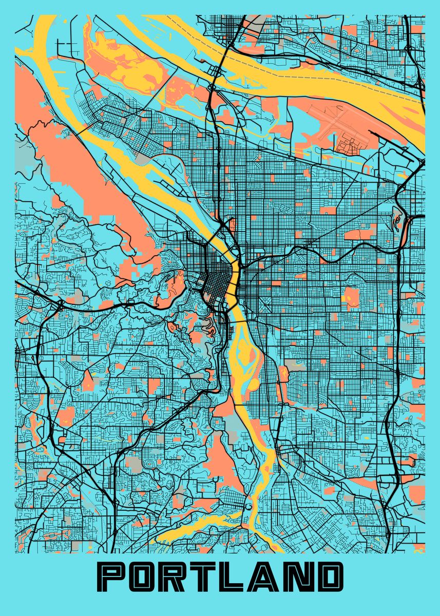 'Portland Gloria City Map' Poster by Tien Stencil | Displate