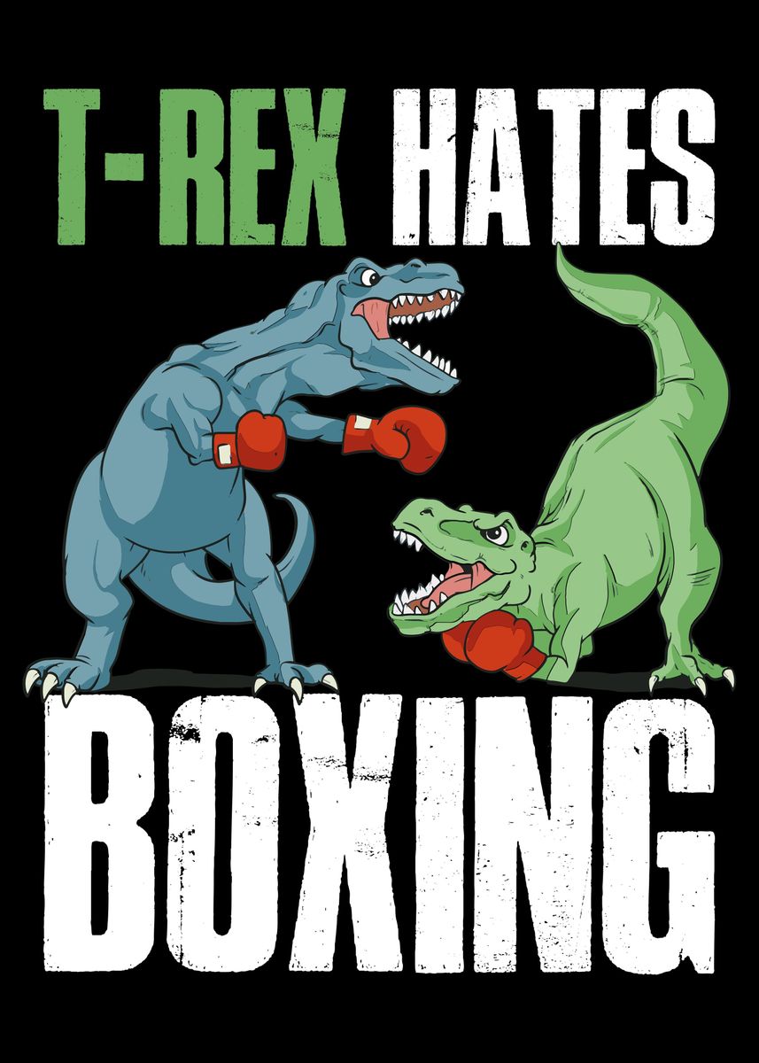 'T Rex Boxing' Poster, picture, metal print, paint by CatRobot | Displate