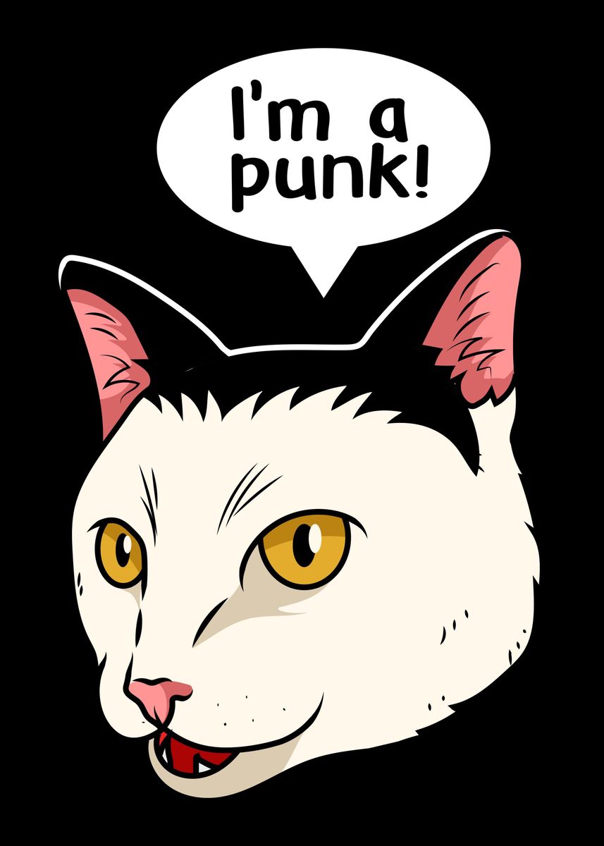 'Punk Cat Music Lover' Poster, picture, metal print, paint by ...