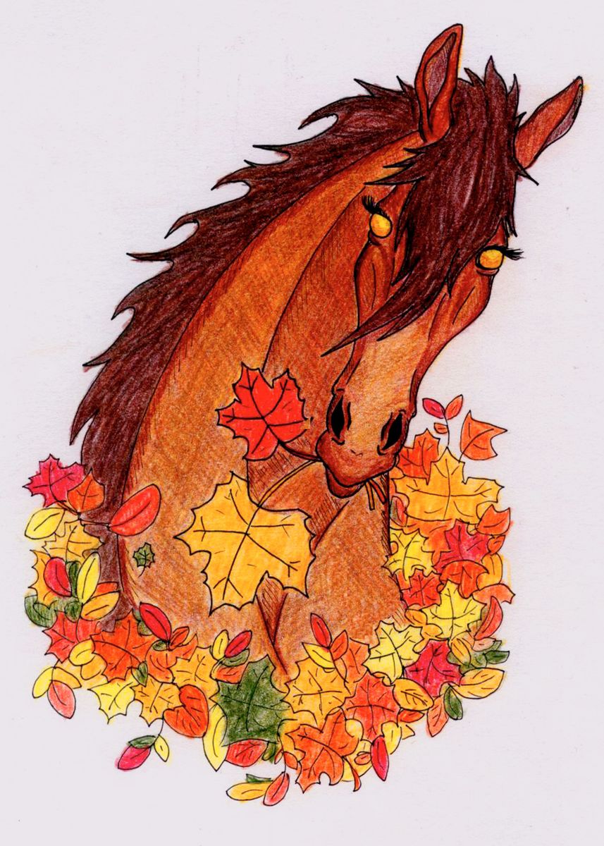 'Autumn horse' Poster, picture, metal print, paint by dogodart Naoki ...