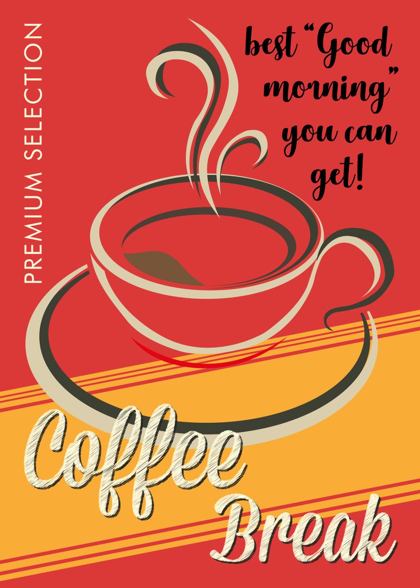 'Retro Coffee Break 3' Poster, picture, metal print, paint by Manuel ...