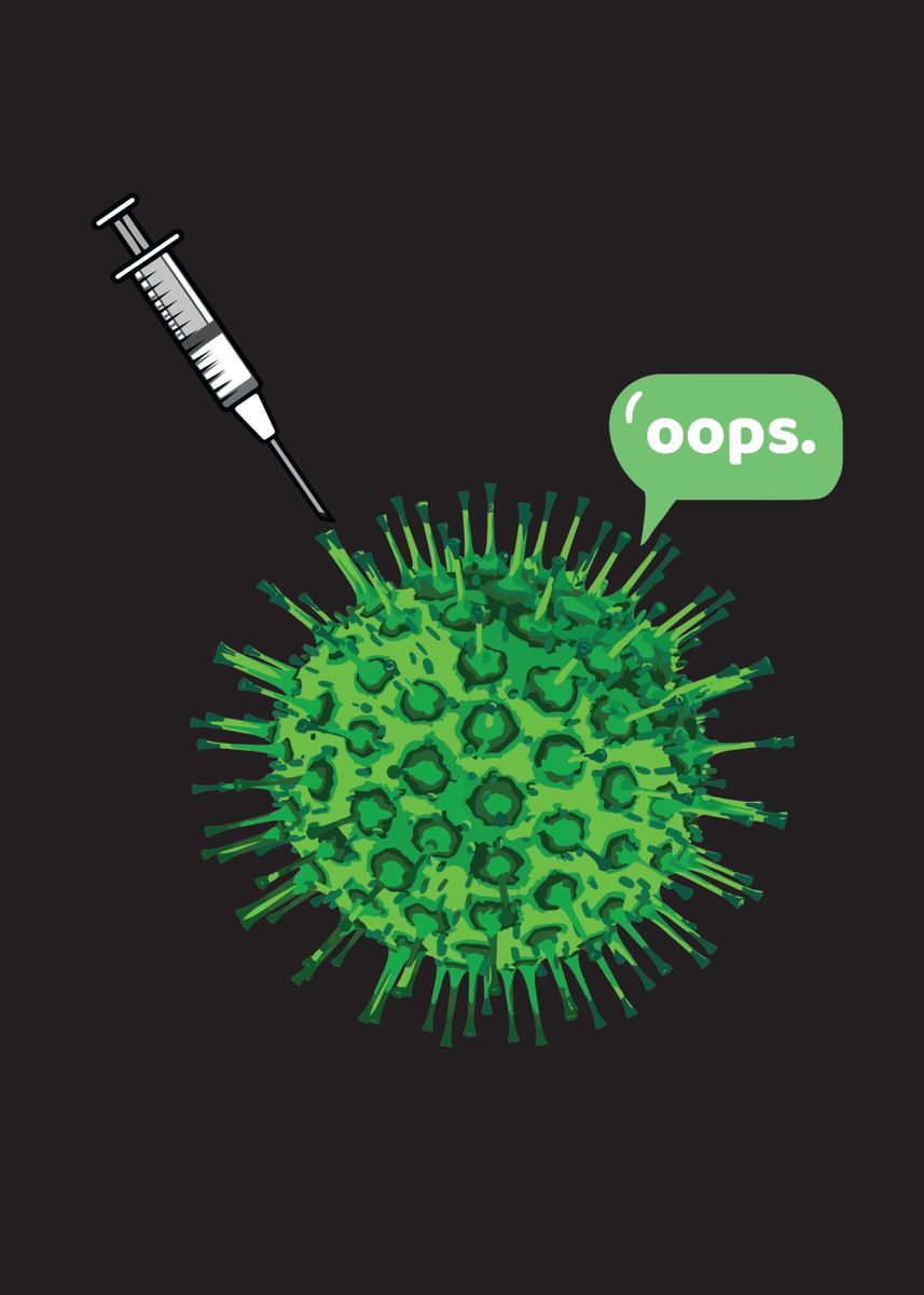 'Funny Virus Oops Pro Vacci' Poster, picture, metal print, paint by ...