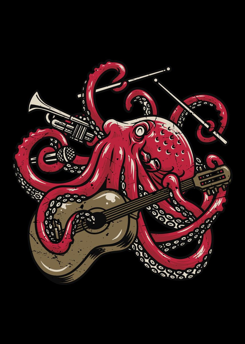 'Octopus music' Poster by John DonJoe | Displate