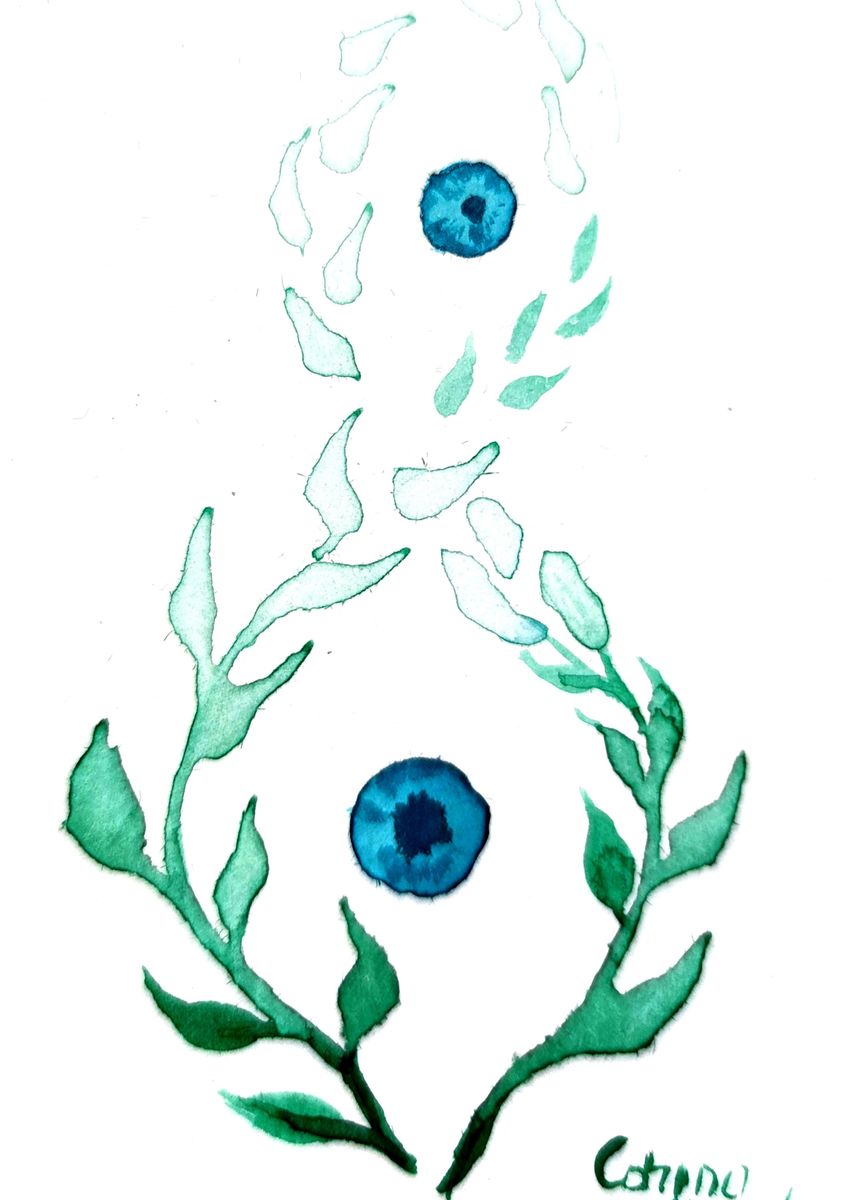 'Vegetal pattern with eyes' Poster, picture, metal print, paint by ...