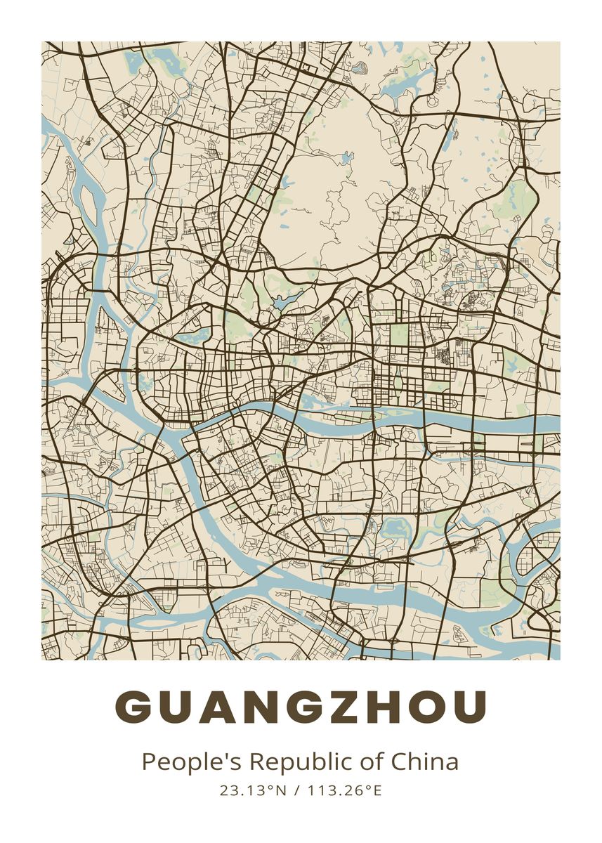 'Guangzhou City Map' Poster, picture, metal print, paint by Tarendra ...